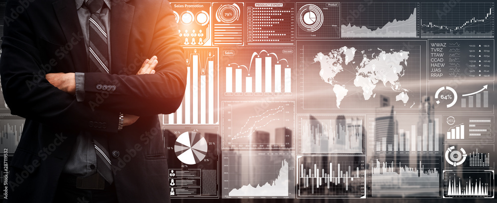Data Analysis for Business and Finance Concept. Graphic interface ...