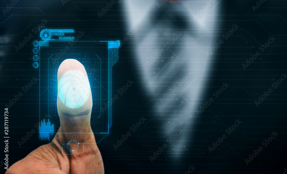Foto de Fingerprint Biometric Digital Scan Technology. Graphic ...