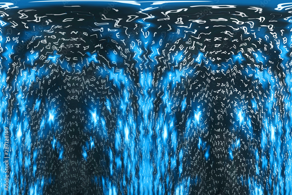 Blue matrix digital background. Distorted cyberspace concept ...
