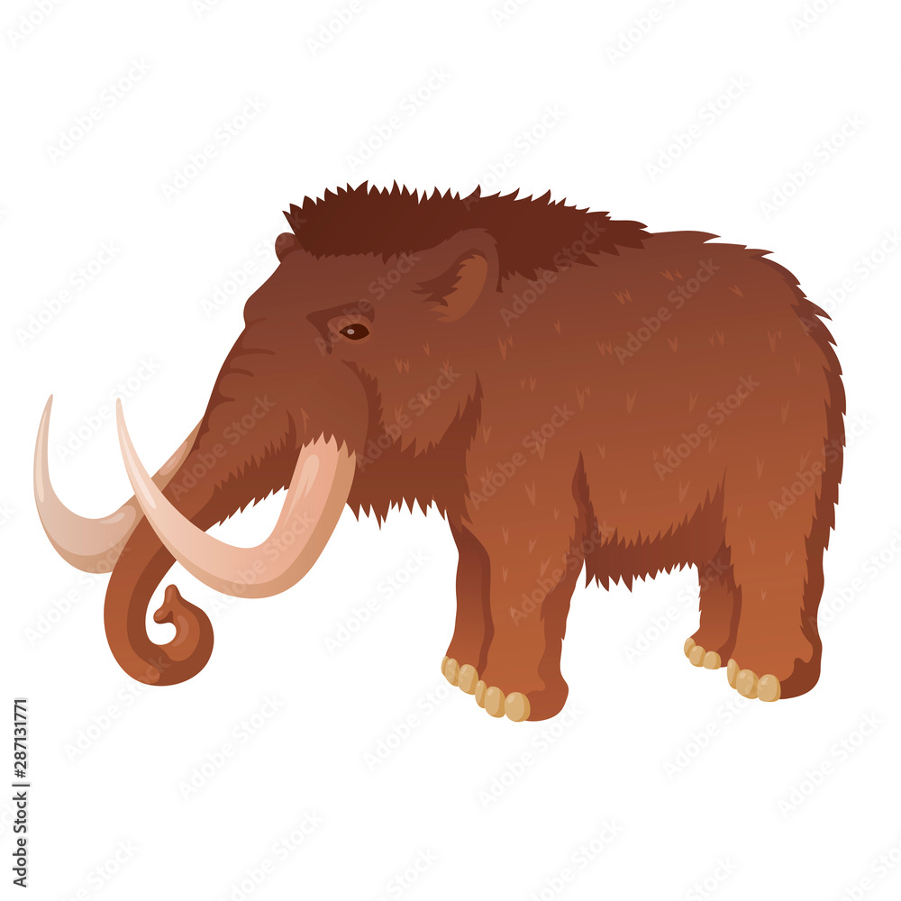 Prehistoric mammoth with long tusks vector illustration Stock Vector ...