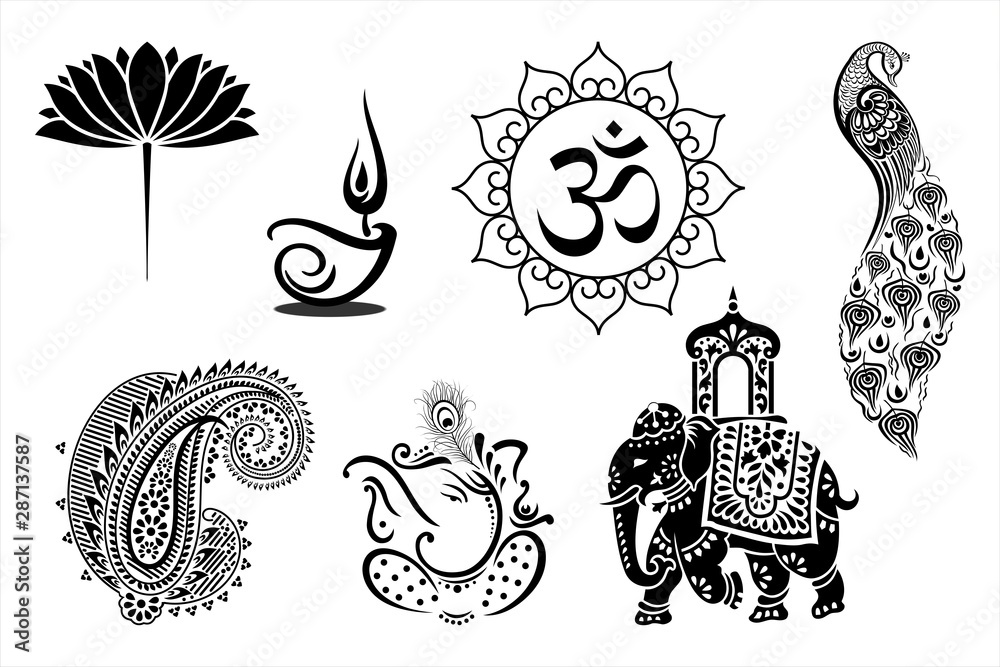 Icons, Hinduism ,cultural heritage , India , Asia Stock Vector | Adobe ...