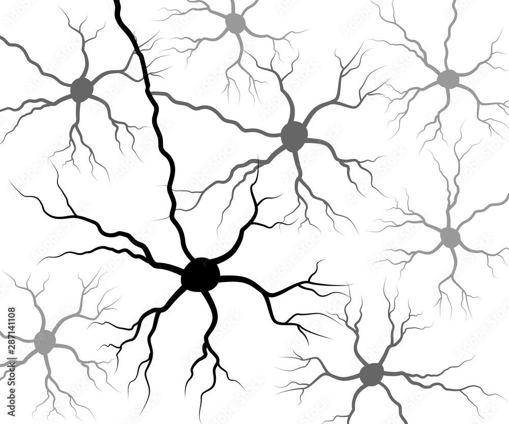 Set black human neuron. Neural network technology science medicine ...
