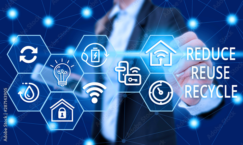 Text sign showing Reduce Reuse Recycle. Business photo showcasing ...