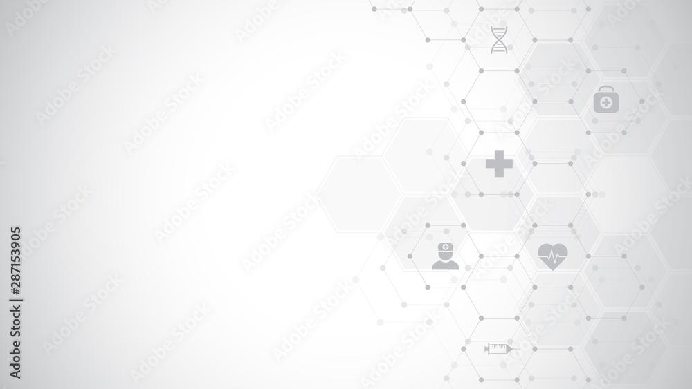 Abstract medical background with flat icons and symbols. Template ...