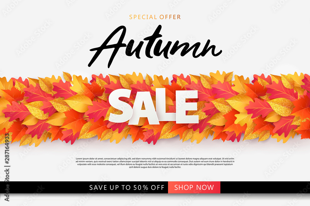 Autumn Sale background, banner, poster or flyer design. Vector ...