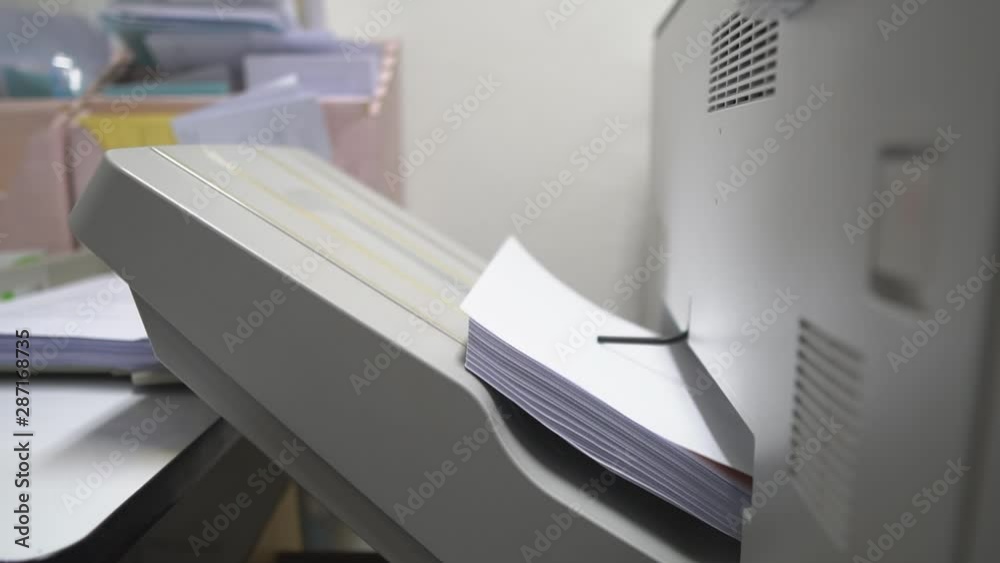 copier or printer machine with copy or xerox and white blank paper on ...