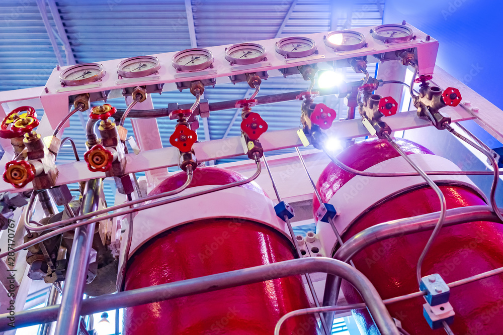 Foto de Modern fire prevention system. Fire system on a yacht ...