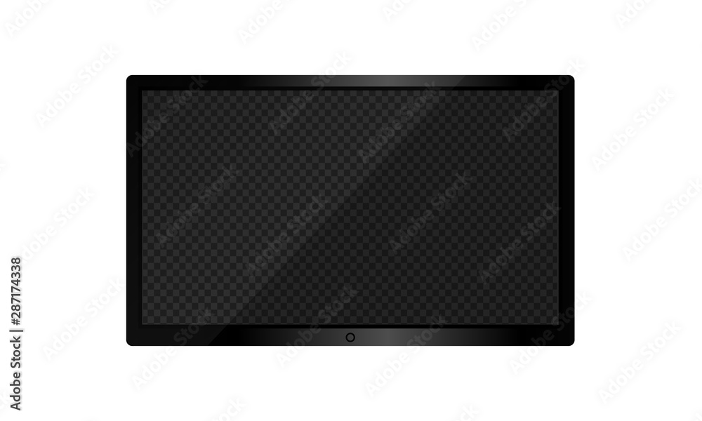 Realistic TV screen. Modern stylish lcd panel, led type. Large computer ...
