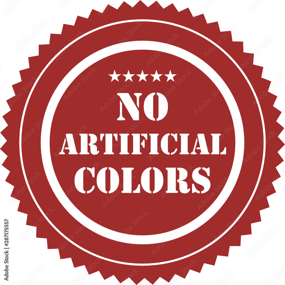 No artificial colors sign or logo. No artificial colors and dyes label ...