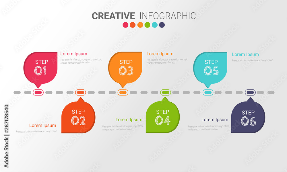 WebInfographic template with numbers six option can be used for ...