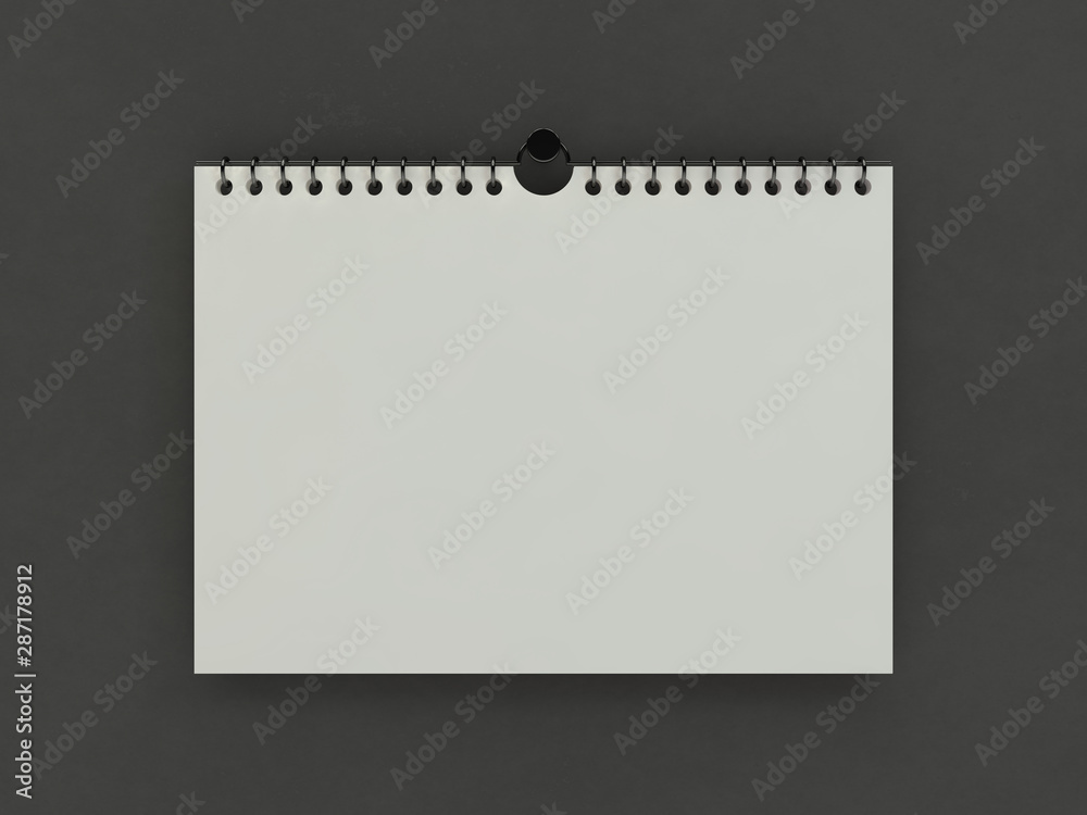 Blank design horizontal calendar template with soft shadows. 3D Stock ...