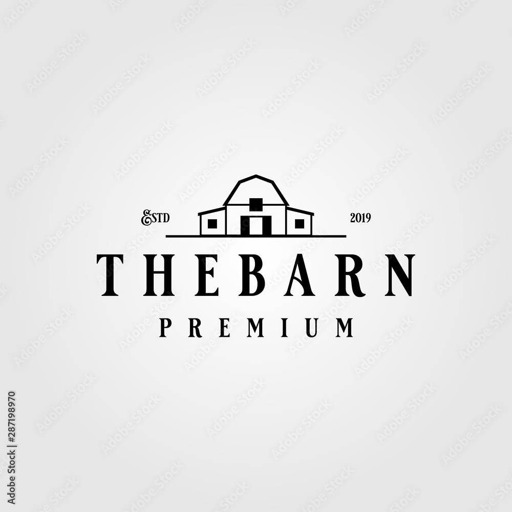 vintage minimalist line barn building logo design illustration Stock ...