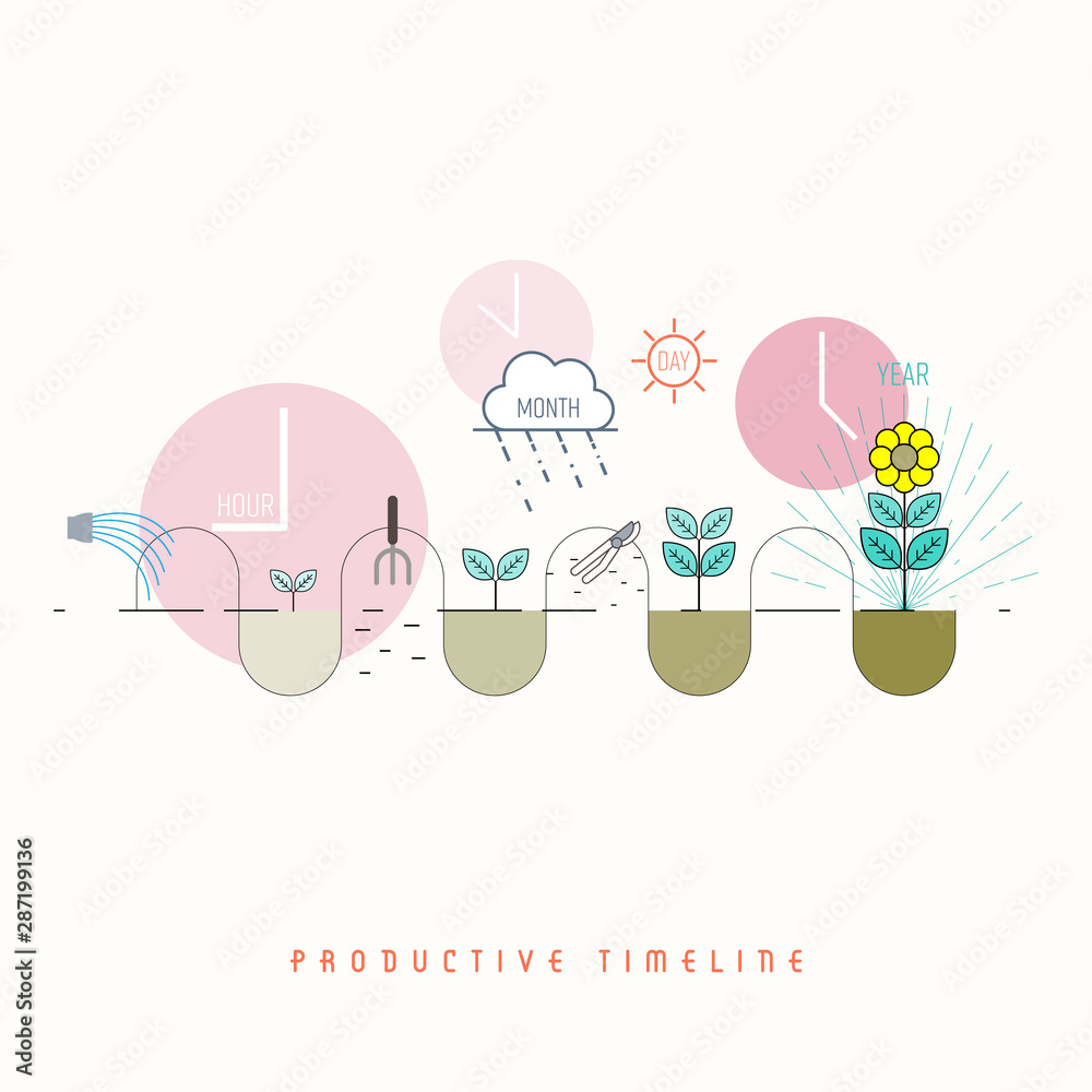 Productive timeline symbol. Being productive. Make progress. Effective ...