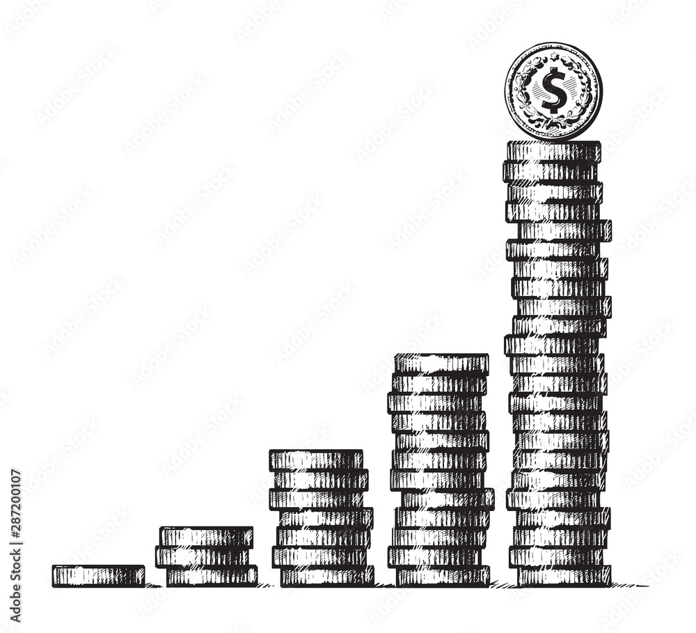 Stacks Of Coins With Dollar Sign Coin On The Top Concept Of Economic Growth Business Success 
