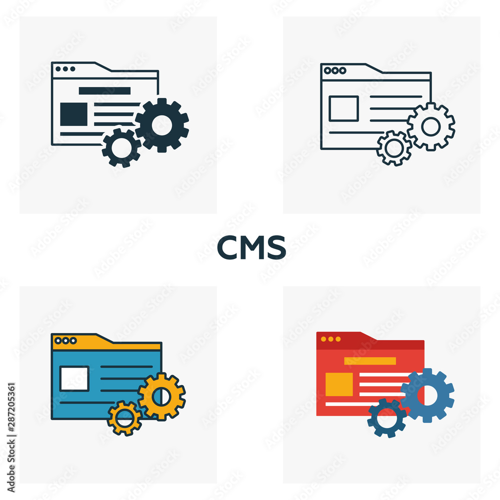 Cms icon set. Four elements in diferent styles from content icons ...