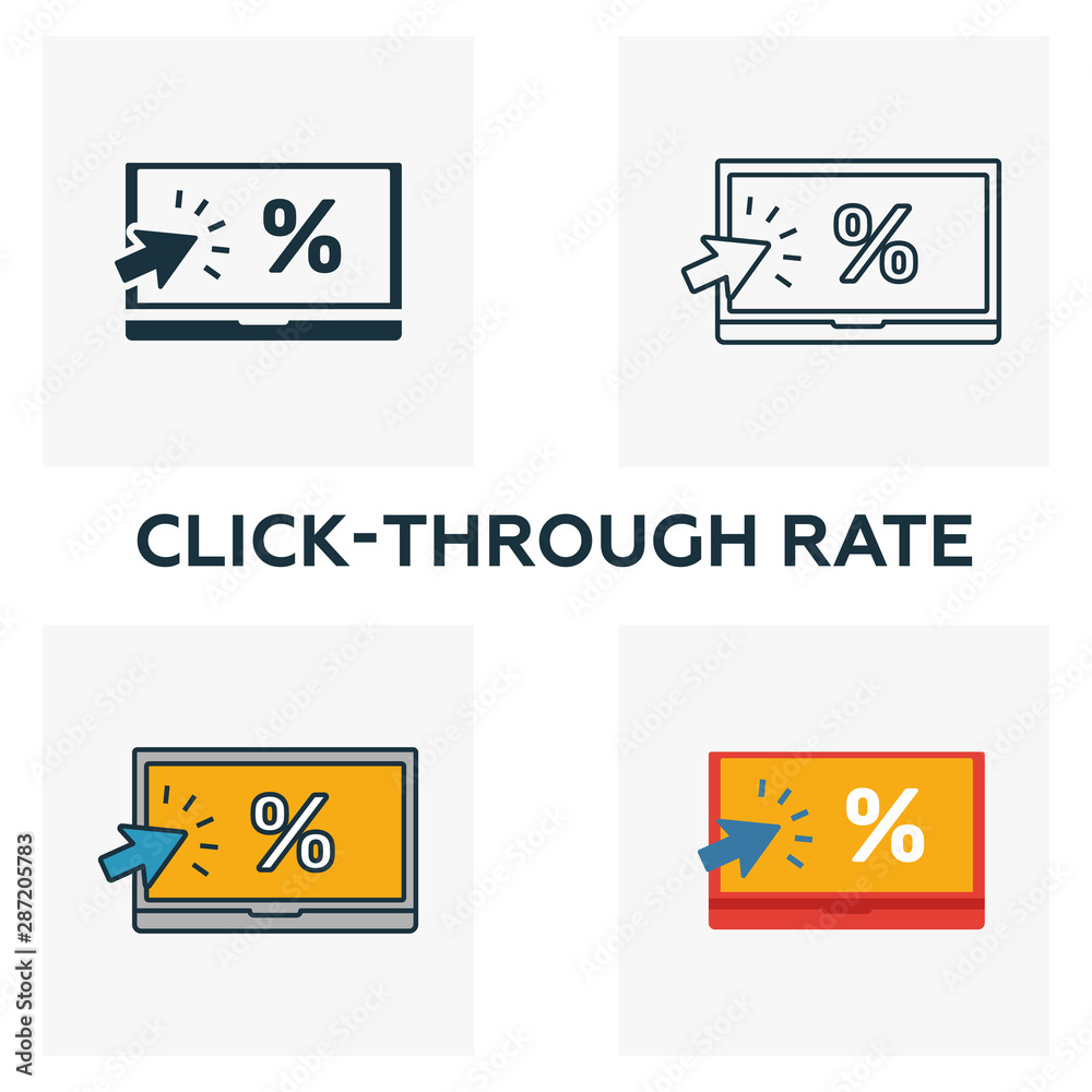 Click-Through Rate icon set. Four elements in diferent styles from ...
