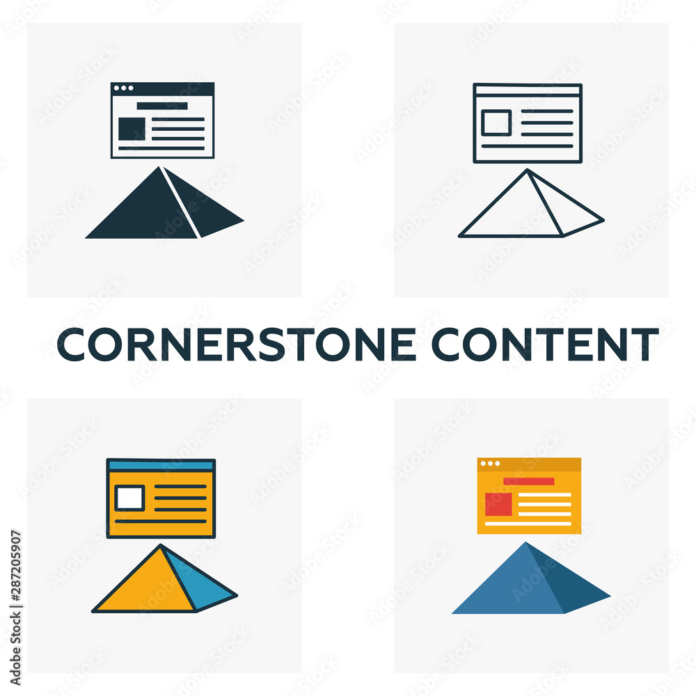 Cornerstone Content icon set. Four elements in diferent styles from ...