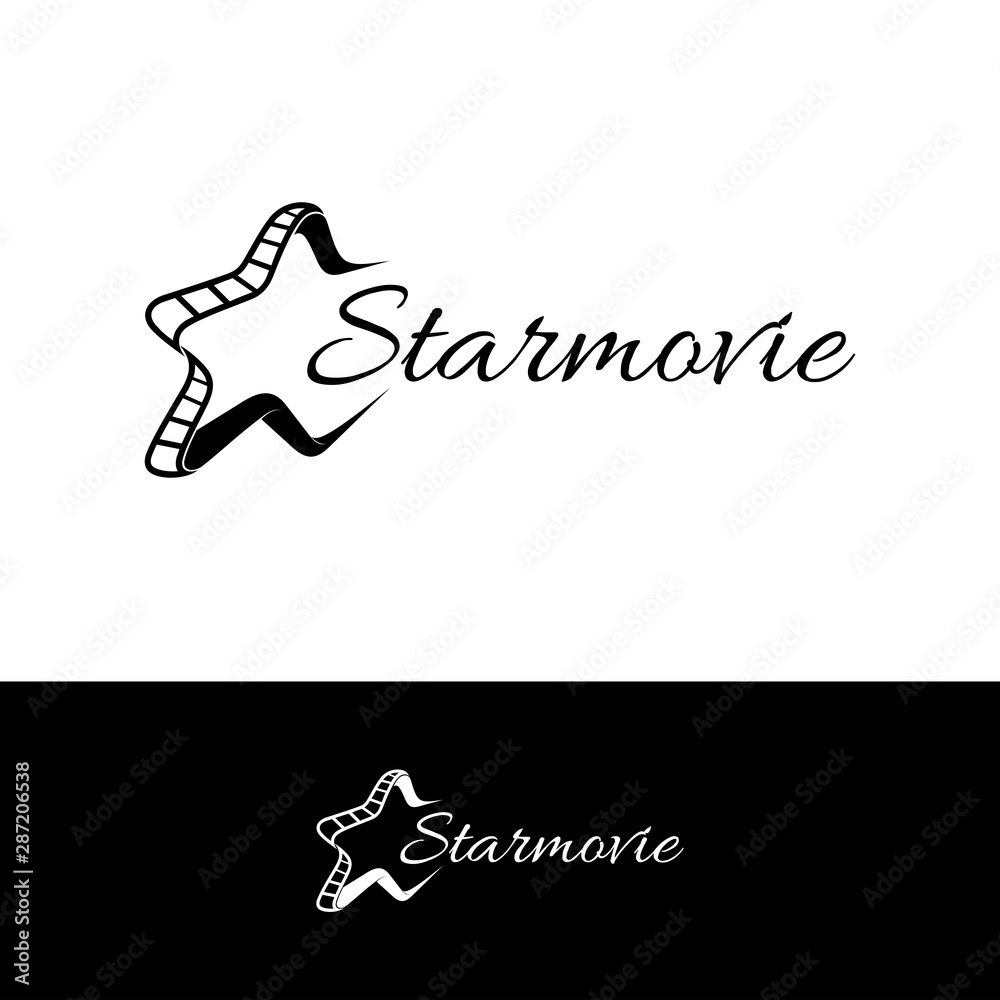 vector star with film reel logo deign for cinema/movie production ...