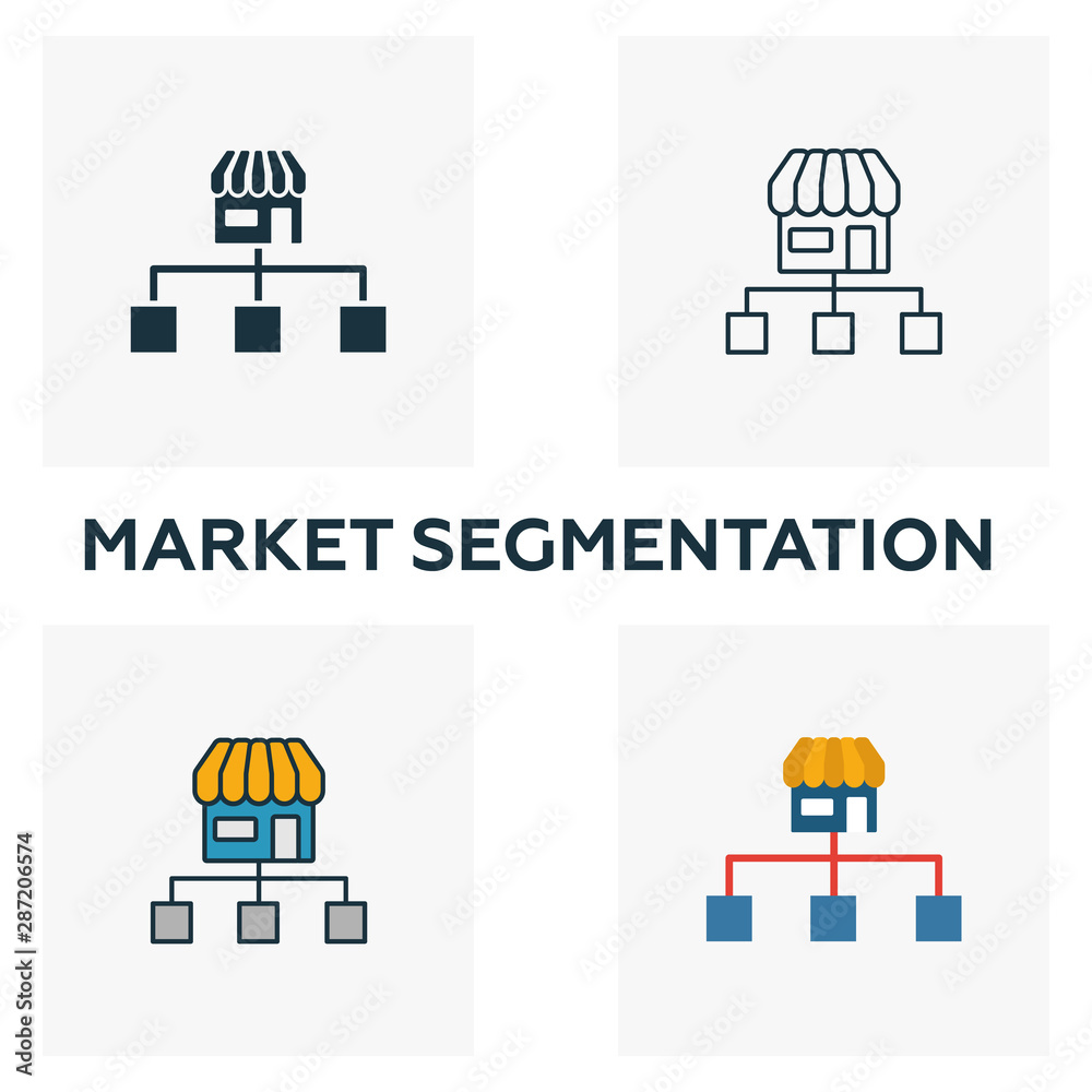 Market Segmentation icon set. Four elements in diferent styles from ...
