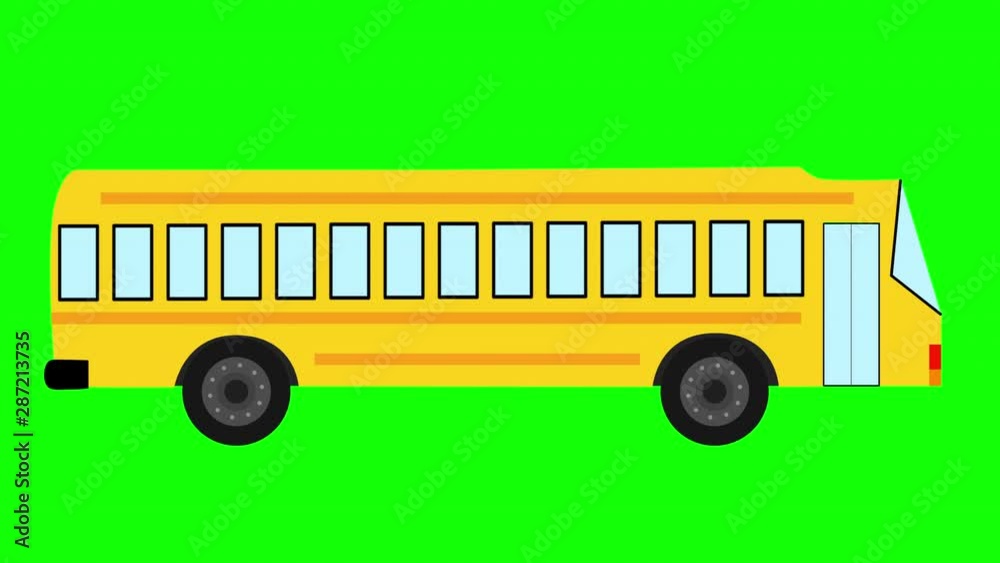 School Bus animated against green background, seamless loop animation ...