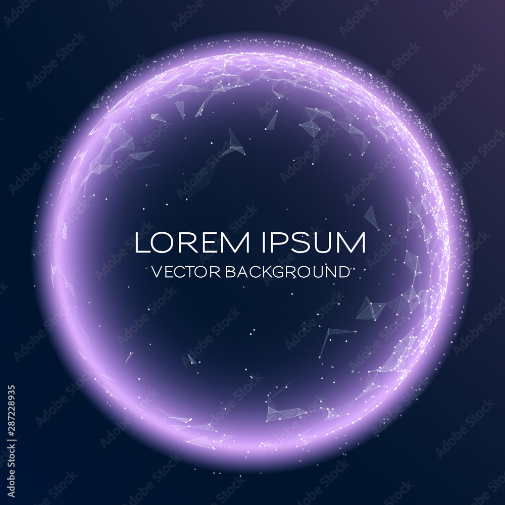 Abstract Vector Colorful Mesh Sphere On Black Background Big Data Plexus Effec Futuristic