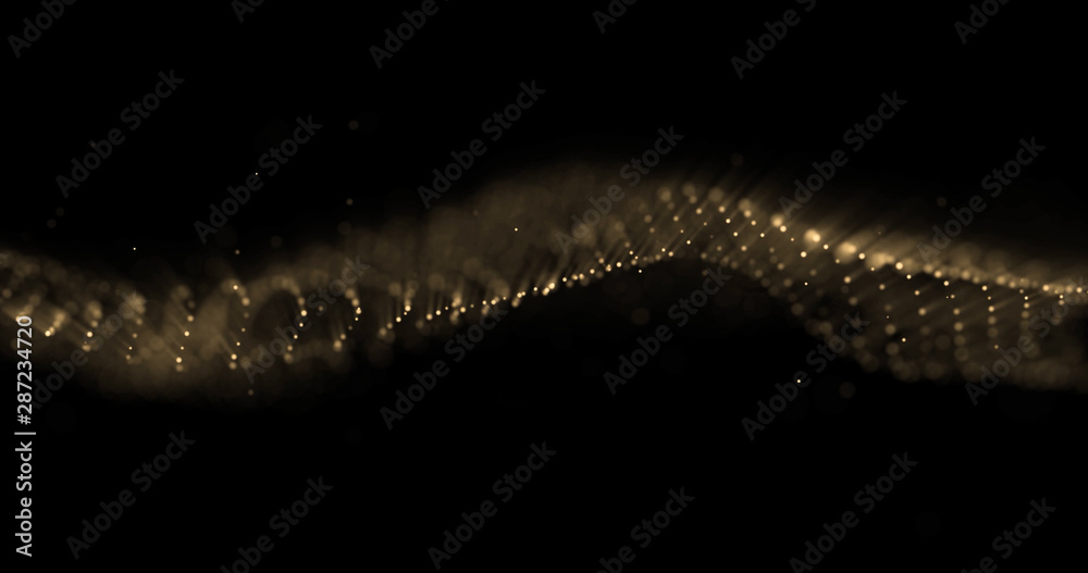 Gold glitter particles wave, glittering golden sparks, shimmering light ...