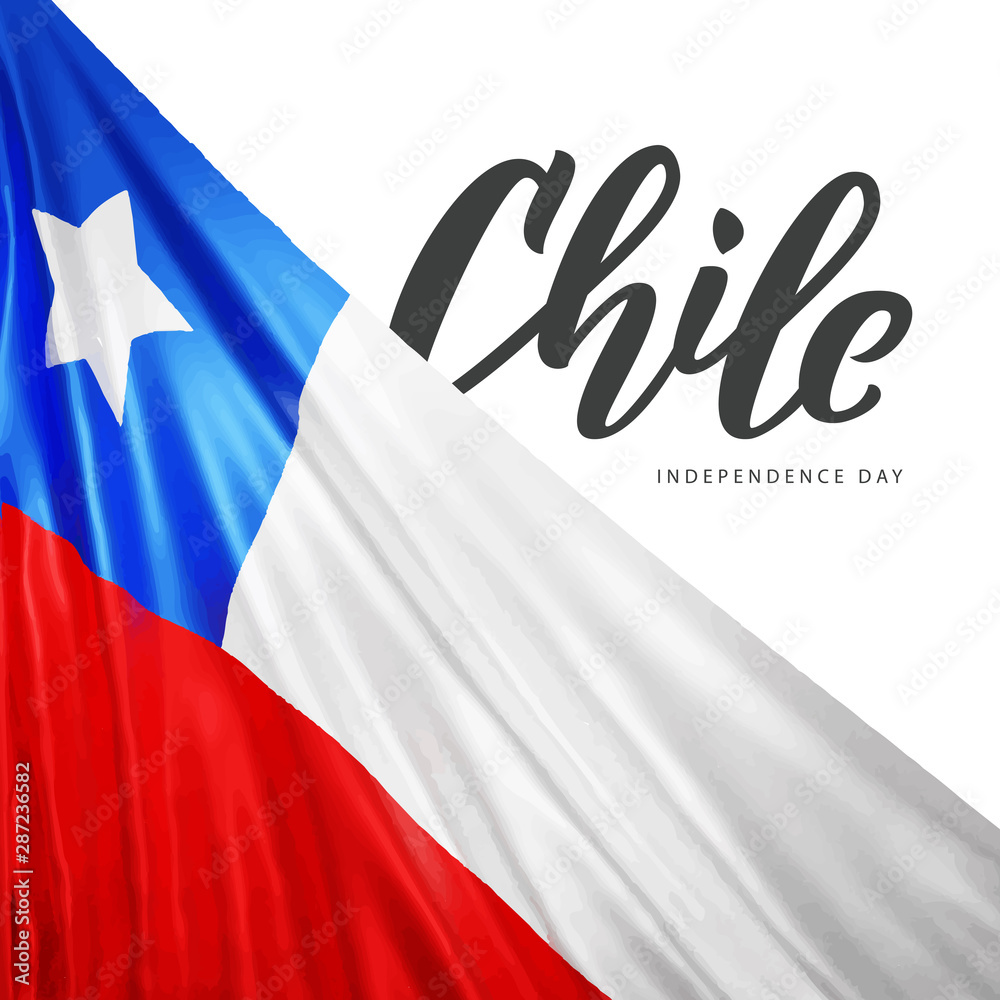 Vector realistic isolated Chile Flag typography card for Independence ...
