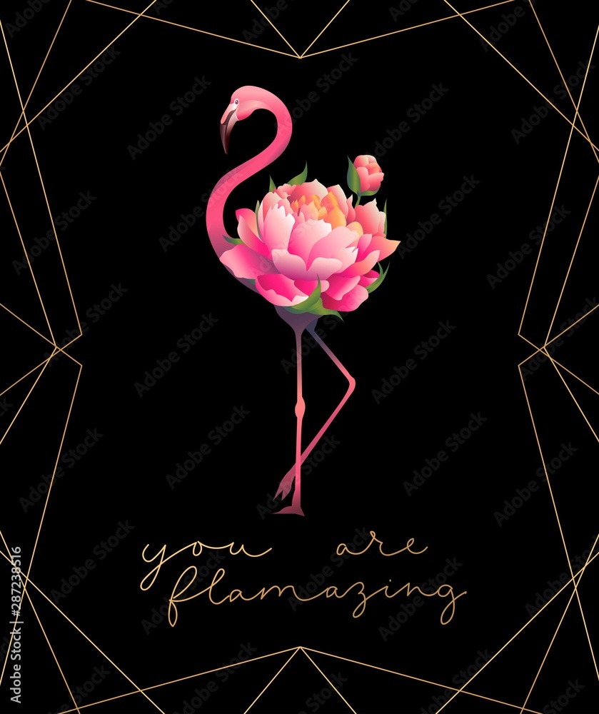 You are flamazing print with cute pink flamingo vector illustration ...