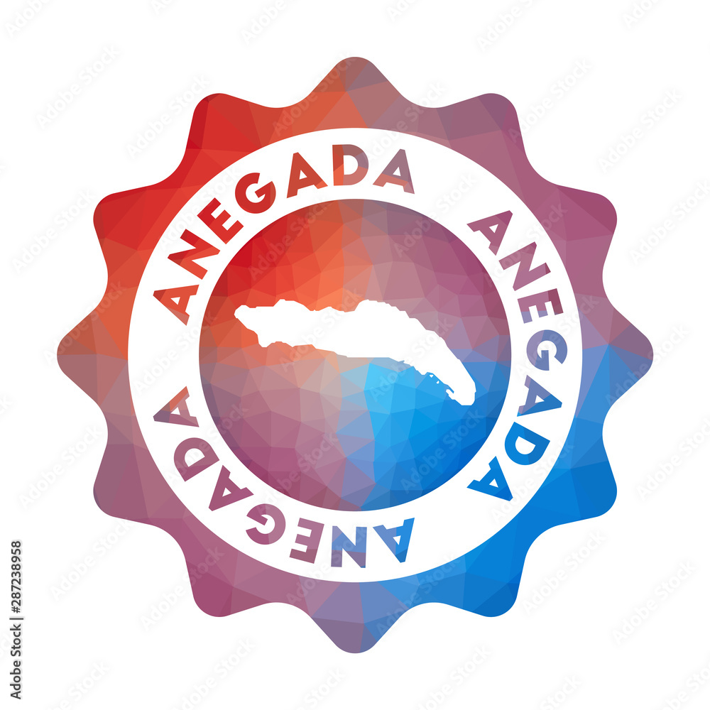 Anegada low poly logo. Colorful gradient travel logo of the island in ...