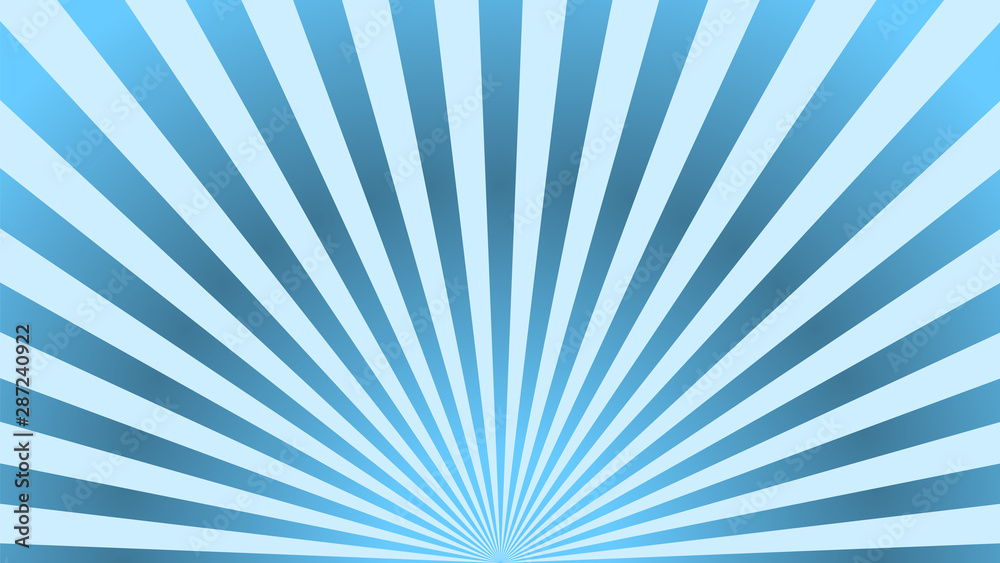 Sun rays background. Blue radiate sun beam, burst effect. Sunbeam light ...