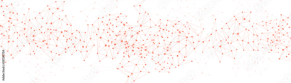 Global social communication horizontal banner with polygon network mesh ...