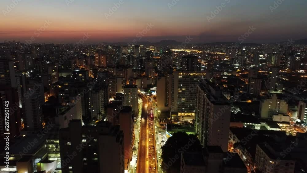Cityscape view during the nightlife of Sao Paulo city, Brazil. Great ...
