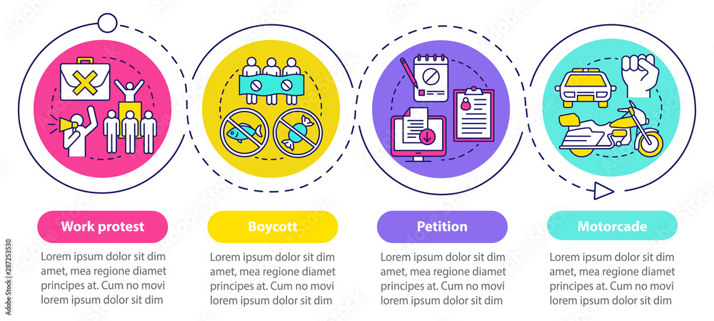 Vetor de Public protest vector infographic template. Business ...