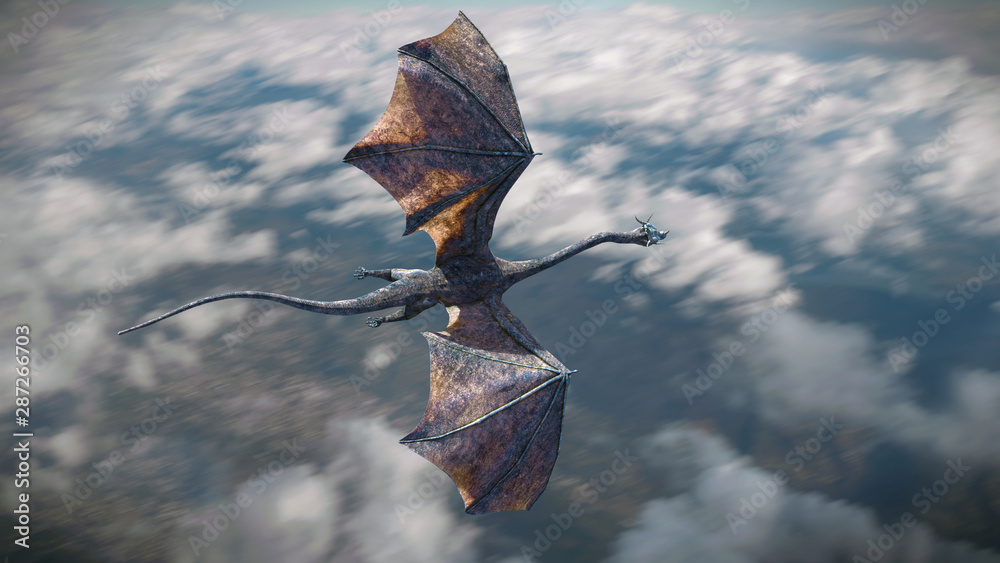 Mythical Earth Dragons Flying