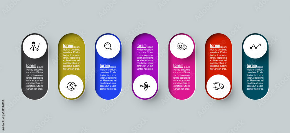 Vector Infographic 3d long circle label, infographic with number 7 ...
