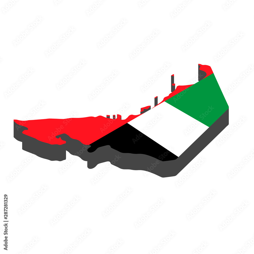 Map United Arab Emirates isometric concept. 3d flat illustration of Map ...
