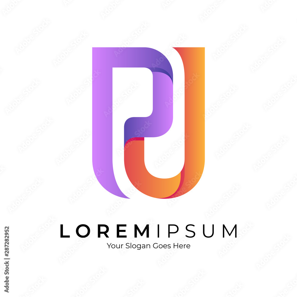 PJ initial letter logo. P and J connected lettering. Modern font ...