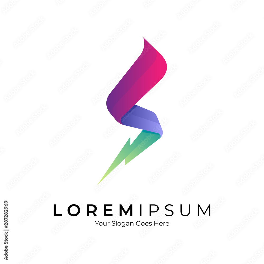 S logo with thunder shape. Modern initial letter s design. Business ...