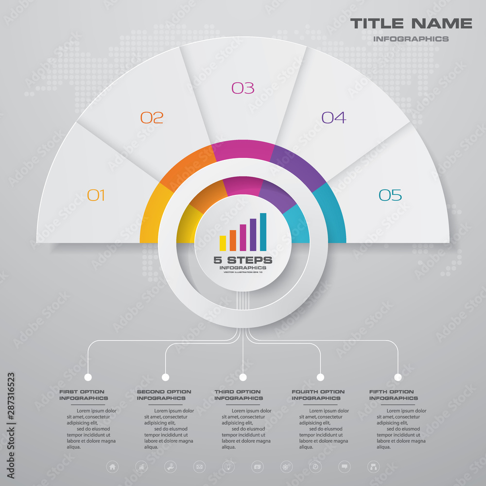 5 steps simple&editable process chart infographics element. EPS 10 ...