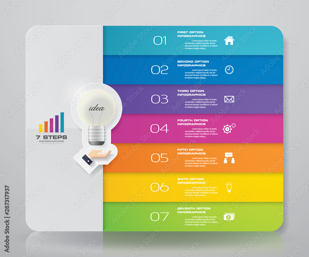 7 steps simple&editable process chart infographics element. EPS 10 ...