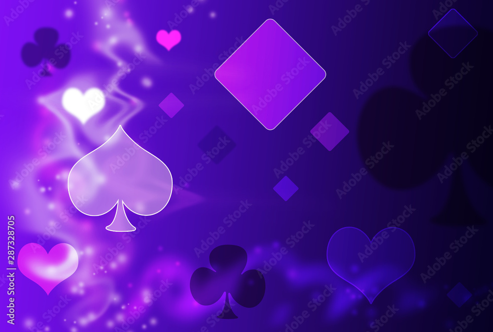 Blue and purple background playing card symbols. Stock Illustration ...