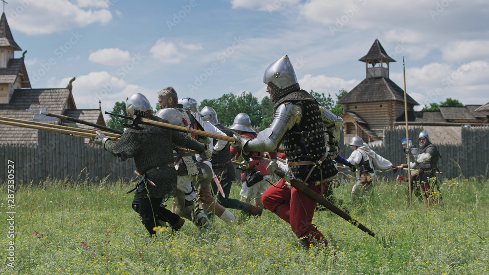 Knights in offensive. Warriors preparing to the attack and the ...