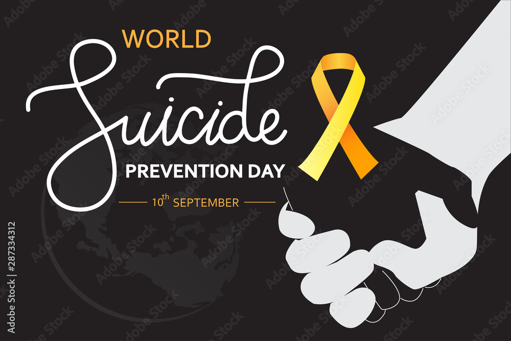 World Suicide Prevention Day concept with awareness ribbon. Dark vector ...