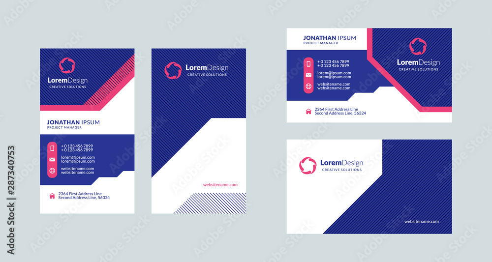 Double-sided creative business card template. Portrait and landscape ...