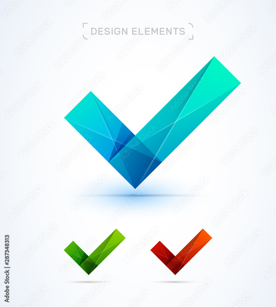 Check mark icon design. Logo, application icon, presentation ...
