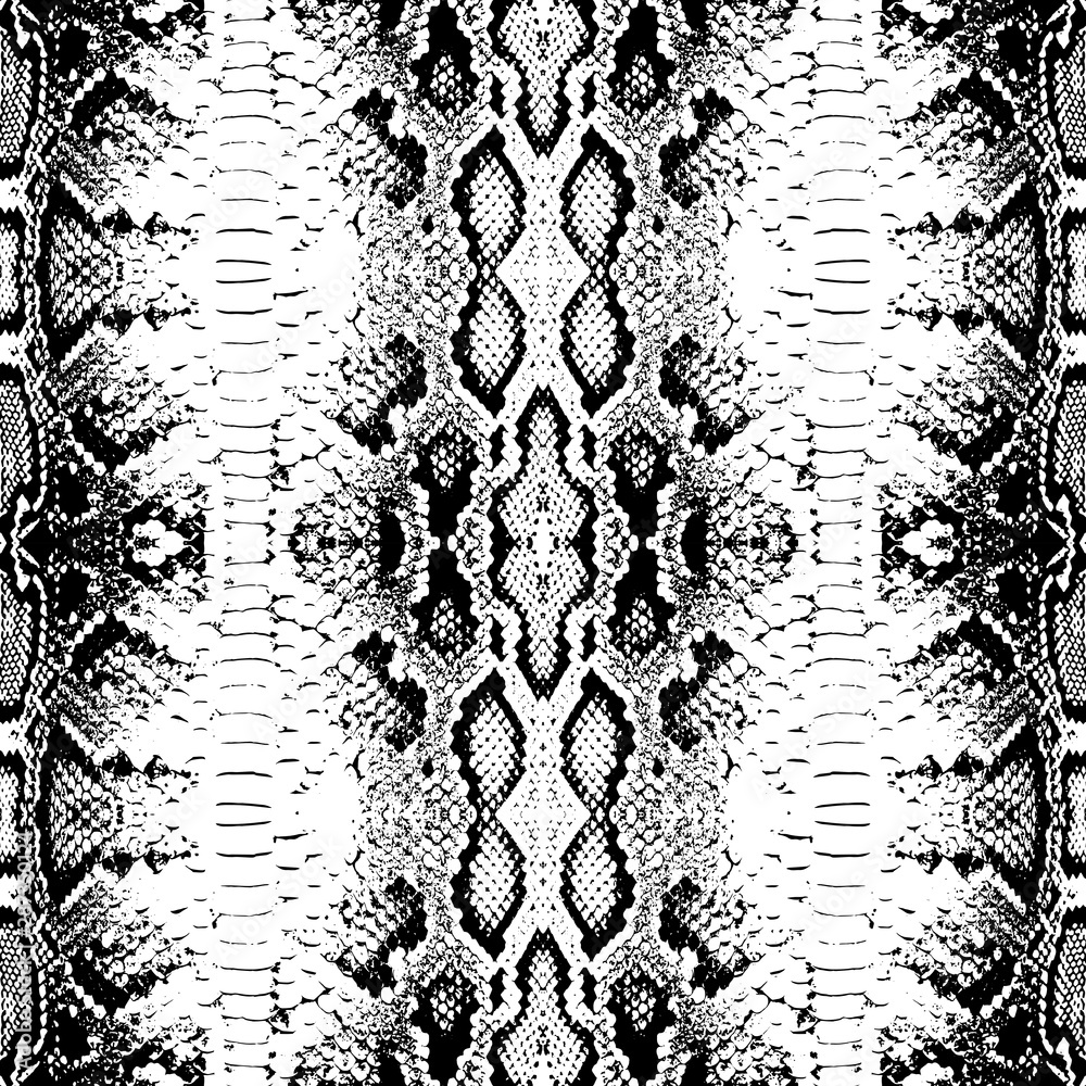 Snake skin scales texture. Seamless pattern black isolated on white ...