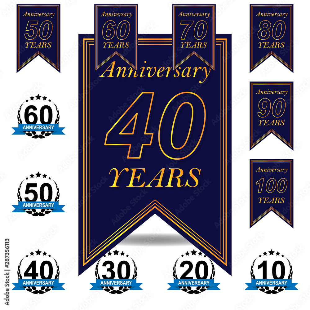 40 years multicolored icon . Set of anniversary illustration icons ...