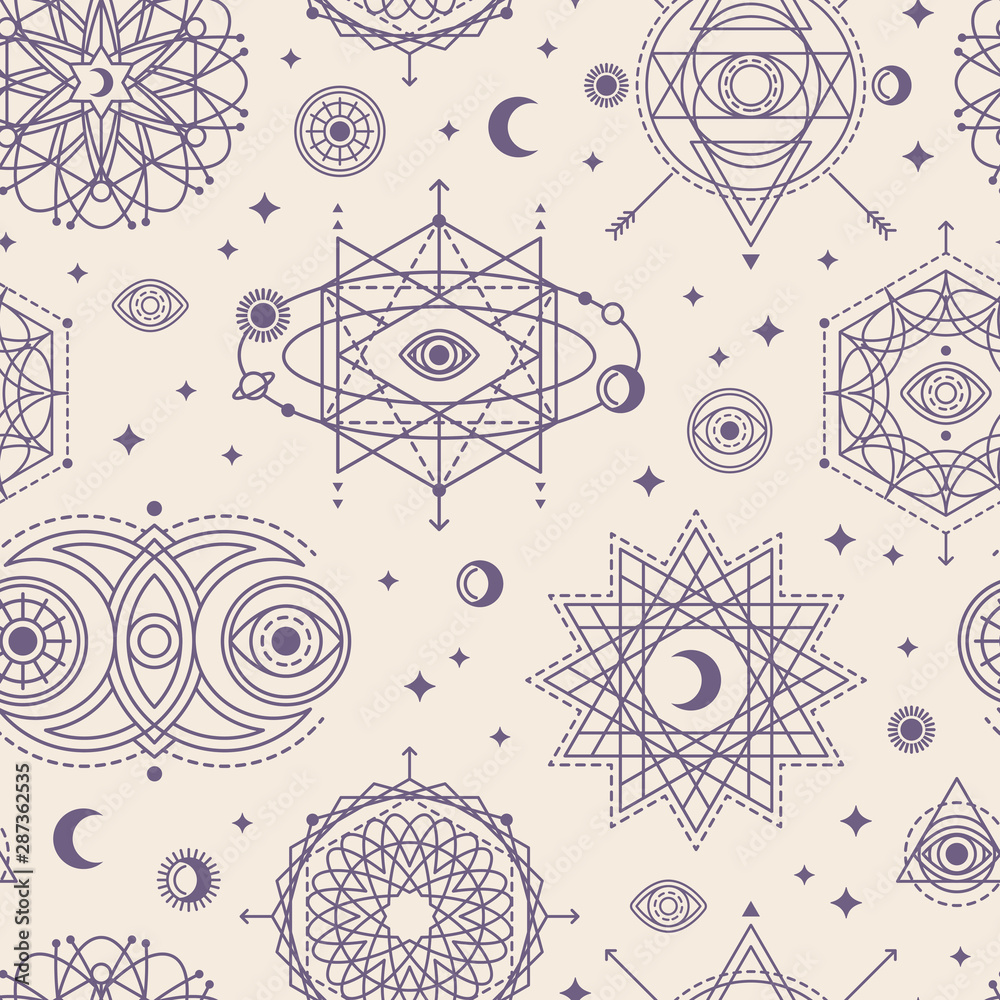 Pattern with Sacred Geometry Forms Stock Vector | Adobe Stock