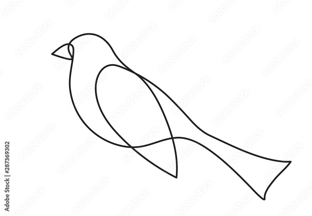 Continuous line bird.vector illustration. One line drawing. Concept for ...