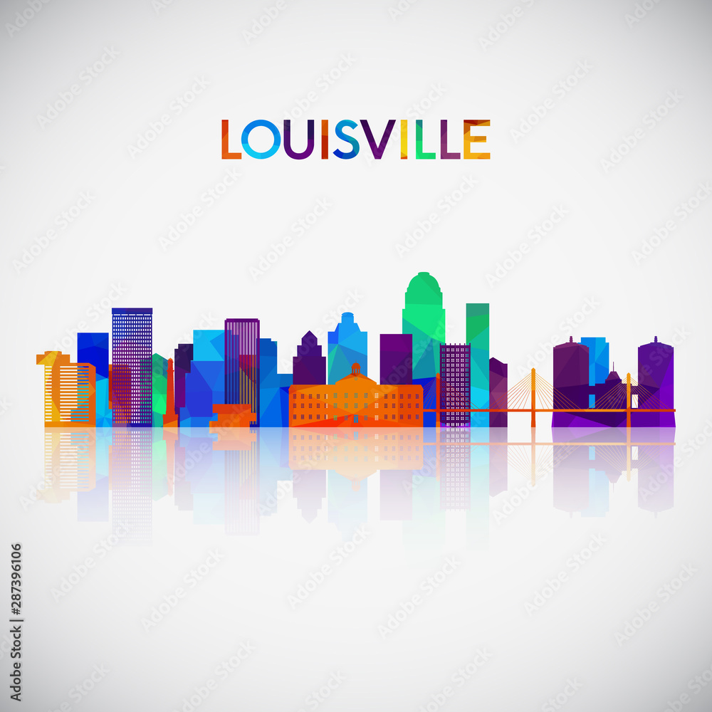Louisville skyline silhouette in colorful geometric style. Symbol for ...